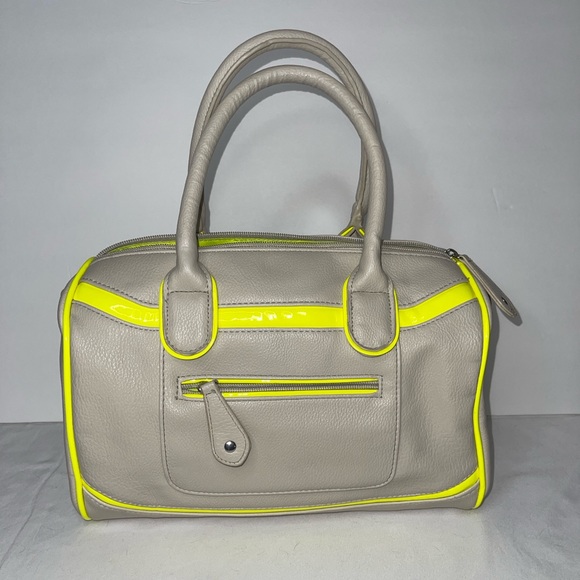 Bags | Tan And Neon Satchel | Poshmark